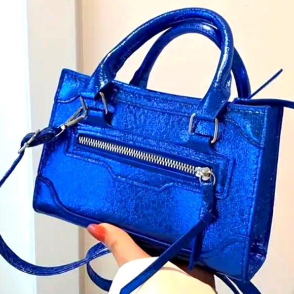 Bags | Royal Blue Metallic Crossbody Purse | Poshmark